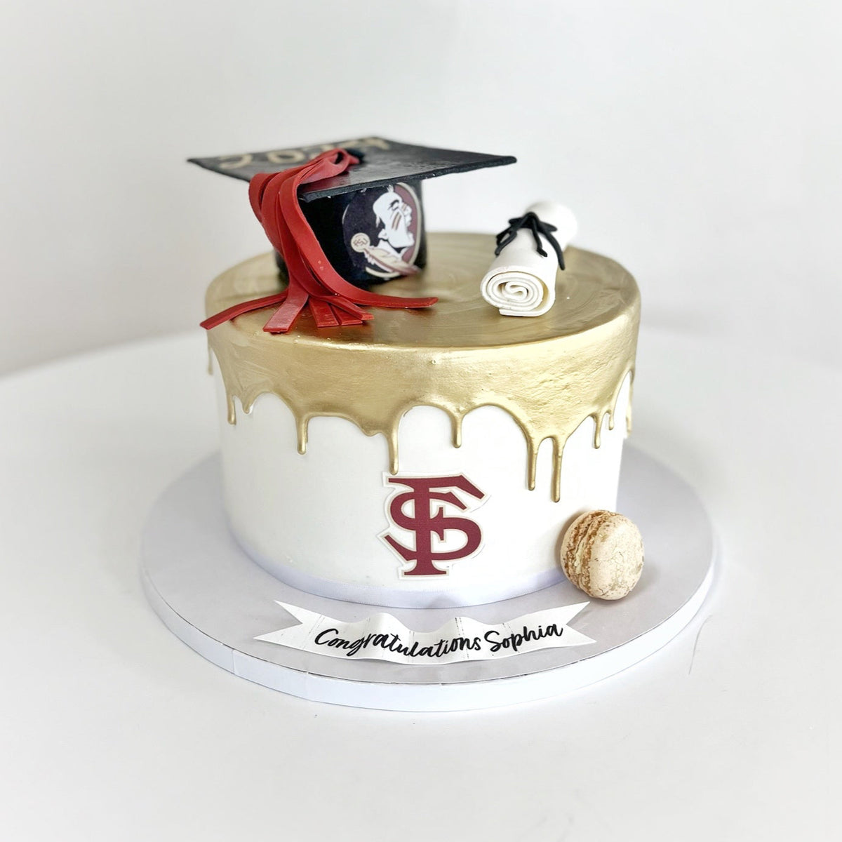 Gold Drip Graduation Cake – Confection Perfection